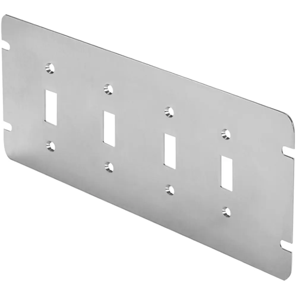Industrial Cover, Flat, 4-Gang, Toggle, Steel, Gray, Rectangular