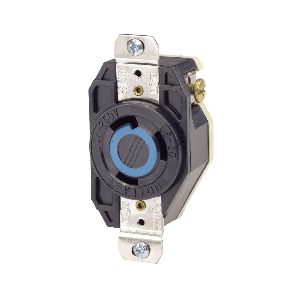 30A Industrial Grade Locking Receptacle, 250 VAC, NEMA L6-30R, Black