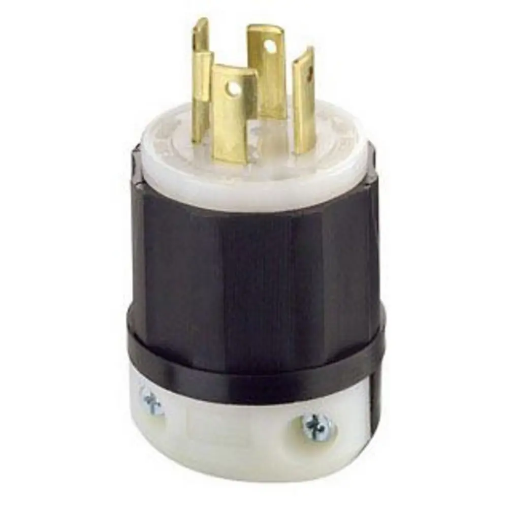 30A Industrial Grade Locking Plug, 480 VAC, NEMA L16-30P, Black & White