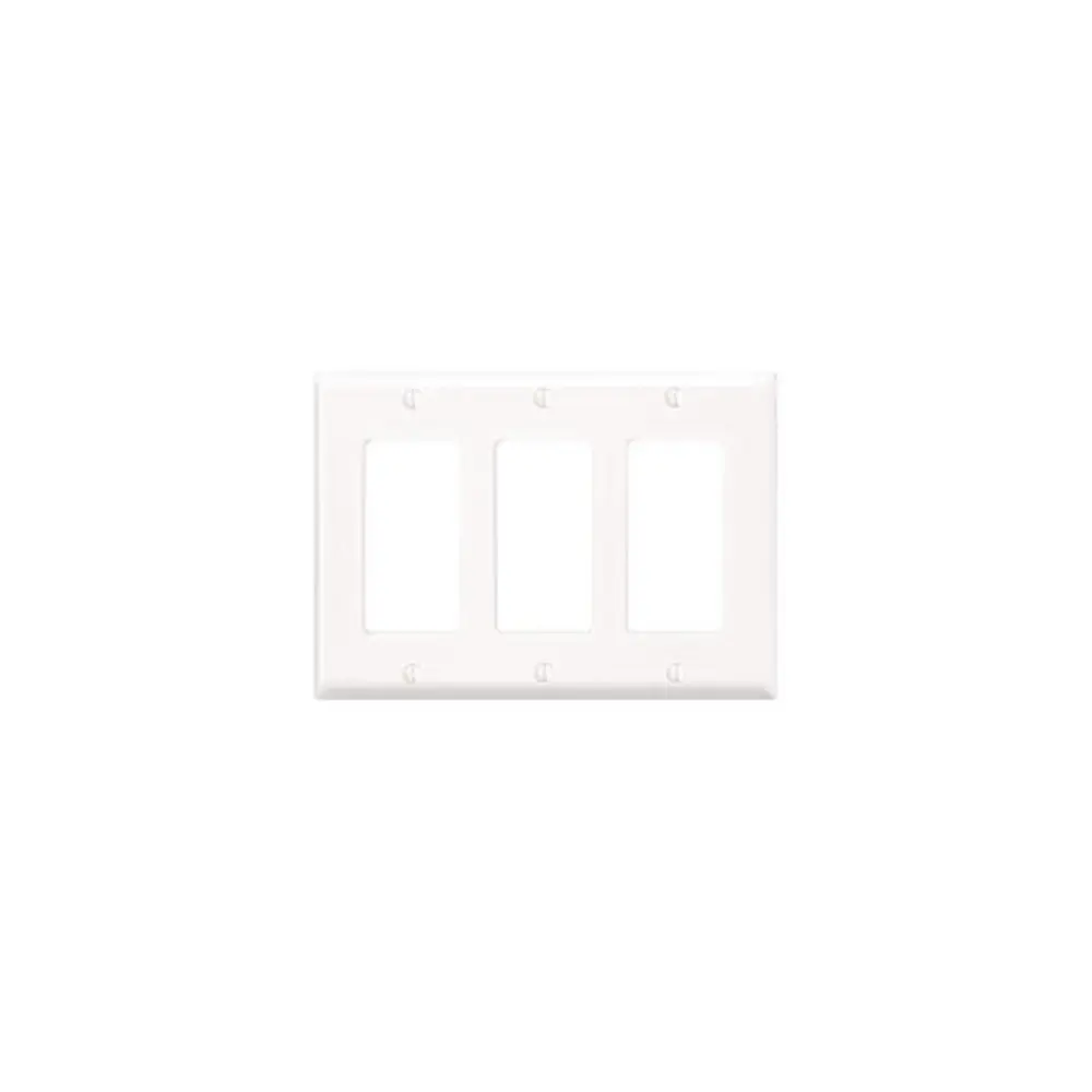 3-Gang Decora/GFCI Device Wall Plate, Standard Size, Nylon, White