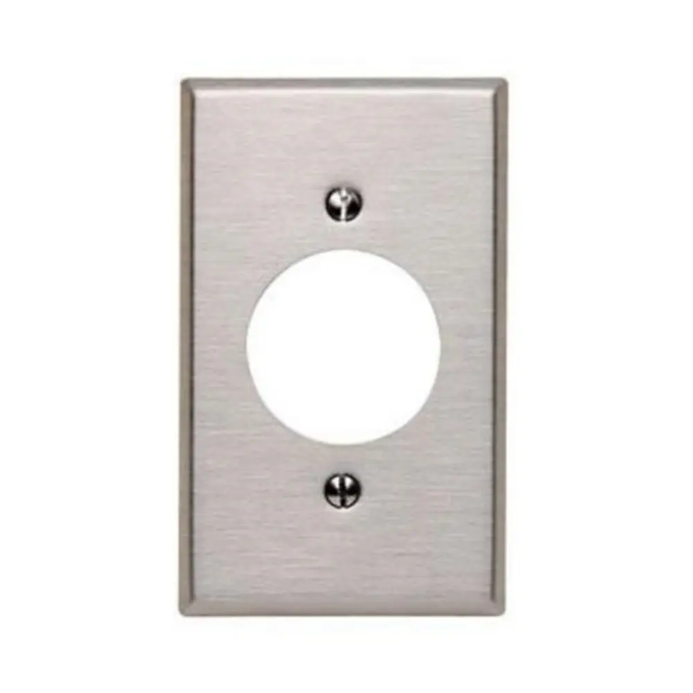 Single-Gang Round Receptacle Wall Plate, Standard Size, Stainless Steel