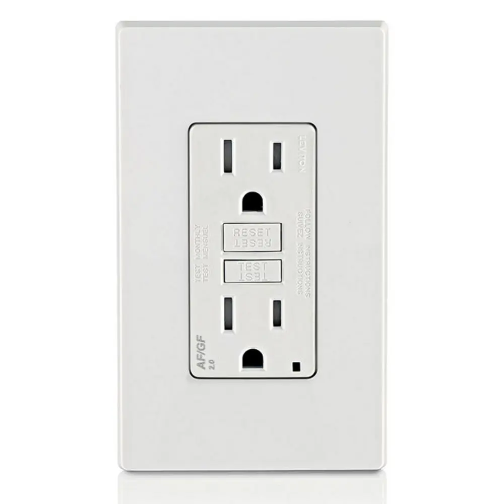 15 A 125 VAC Tamper-Resistant Self Test Dual-Function AFCI/GFCI Outlet ...