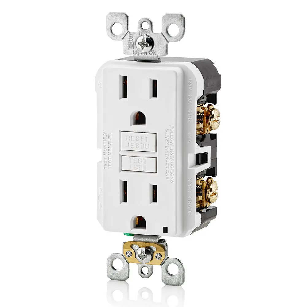 15 A 125 VAC 5-15R Non-Tamper-Resistant Self-Test GFCI Outlet w/ LED ...