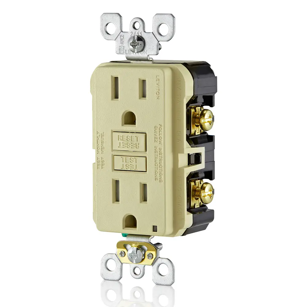 15A 125V 5-15R Tamper-Resistant Self-Test GFCI Outlet w/ LED Indicator ...