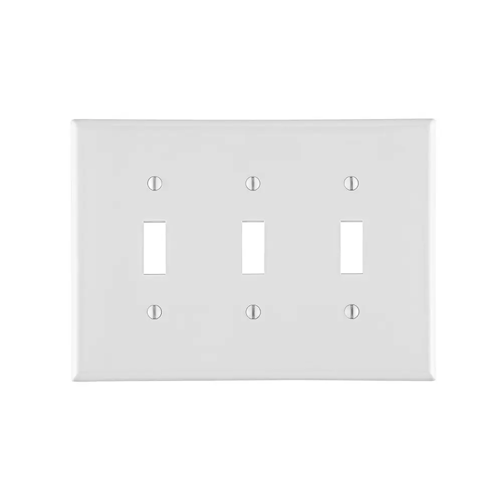 3-Gang Toggle Switch Wall Plate, Midway Size, Nylon, White