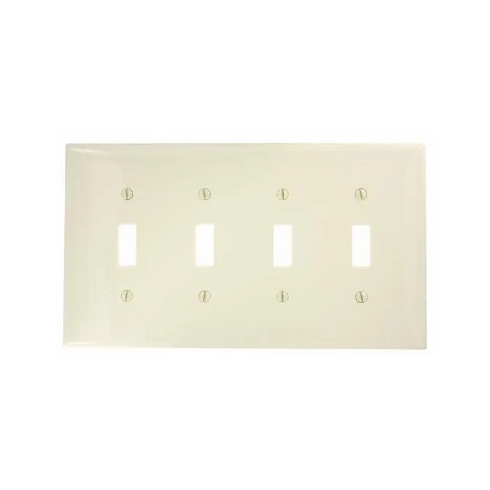 4-Gang Toggle Switch Wall Plate, Midway Size, Nylon, Ivory
