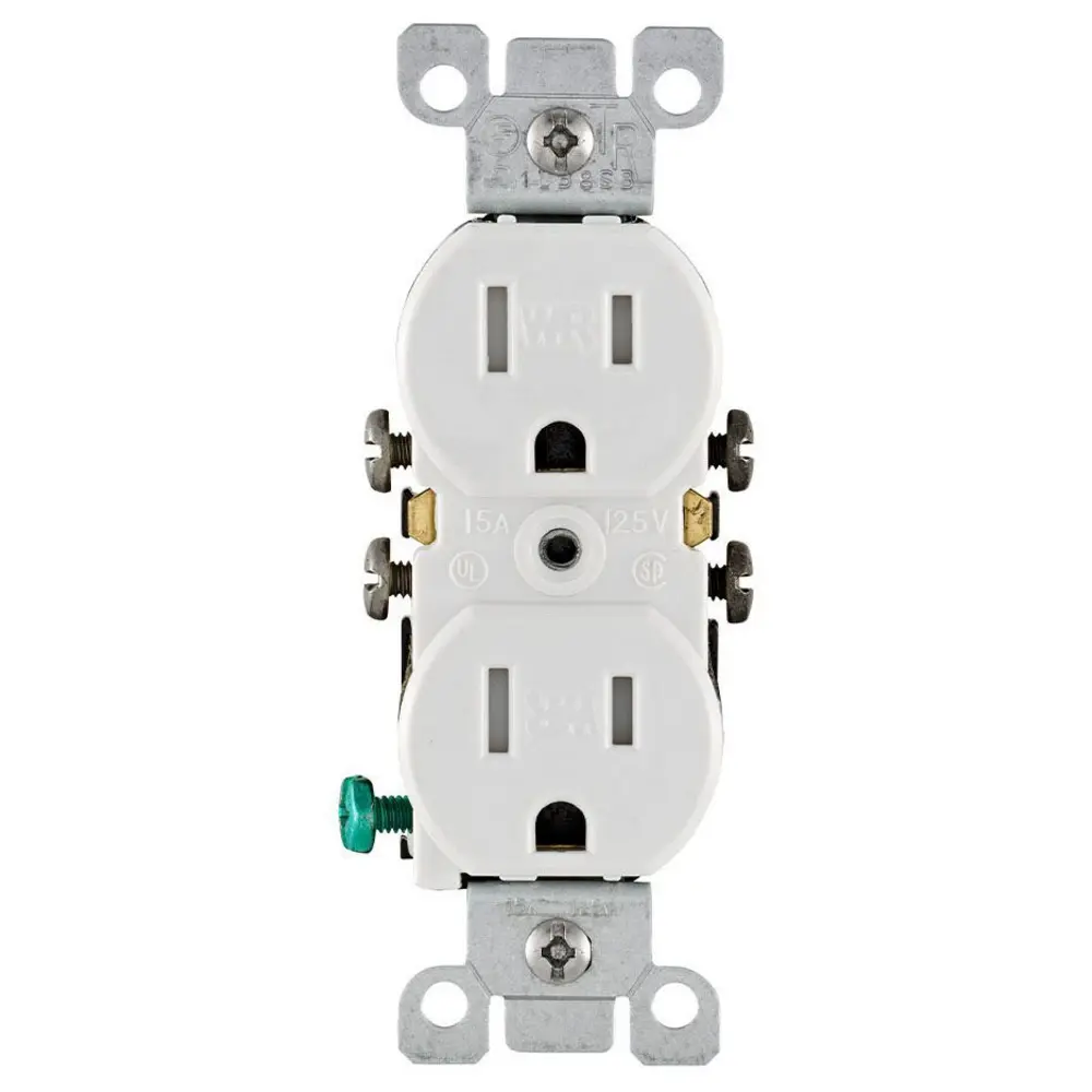 15A 125V Tamper/Weather-Resistant Duplex Outlet, White