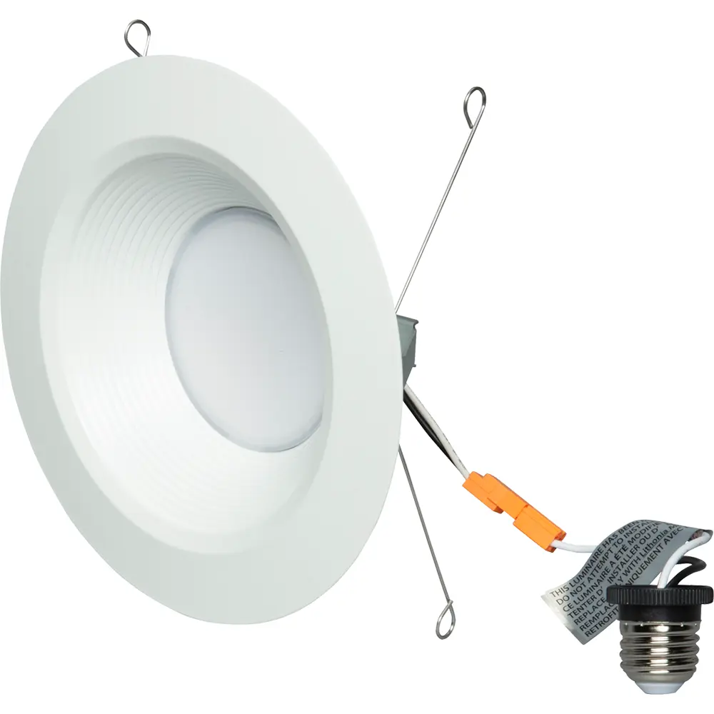 5"/6" Baffle LED Retrofit Downlight, 2700K, 90 CRI, 120 VAC, Matte White