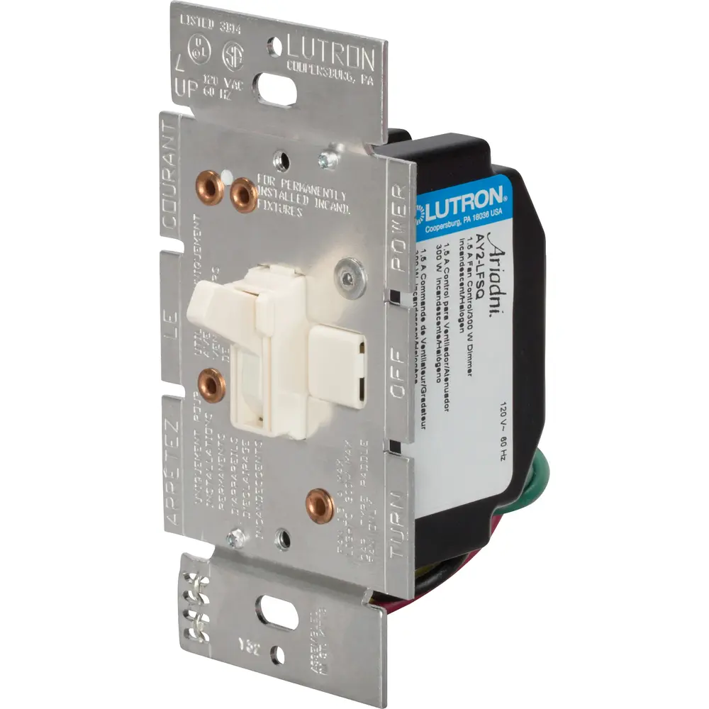 1.5 A 120 VAC Ariadni® Dual Fan/Light Control Dimmer, 300 W, Single ...
