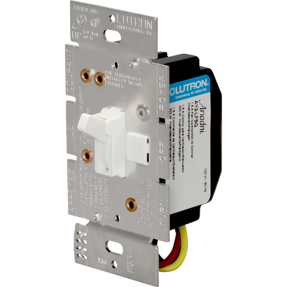 1.5 A 120 VAC Ariadni® Dual Fan/Light Control Dimmer, 300 W, Single ...