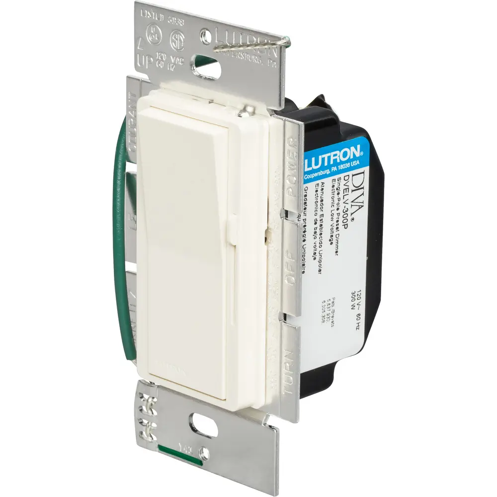 120 VAC Diva® Magnetic Low-Voltage Preset Dimmer w/ Nightlight, 300 W ...