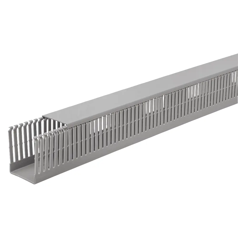 Wiring Duct, 3" x 2-1/4", Surface-Mounted, PVC, Gray