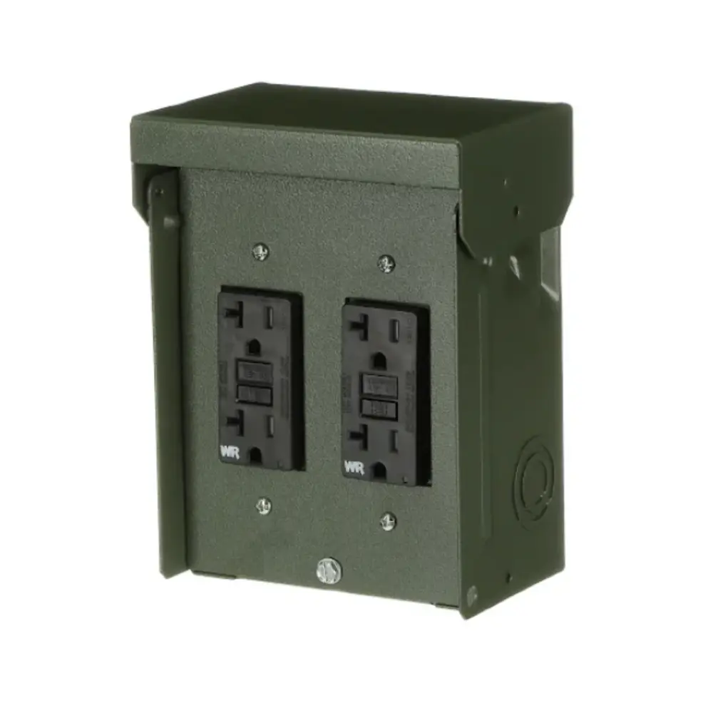 20A (2) GFCI Power Outlet, UnMetered Green, Overhead, 120 VAC