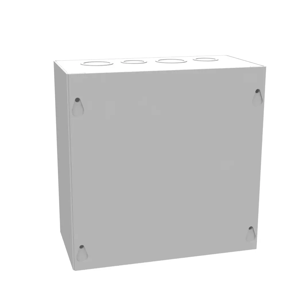 Electrical Enclosure, Screw Cover, 8 x 8 x 4 in., NEMA 1, Gray, w/ KO's
