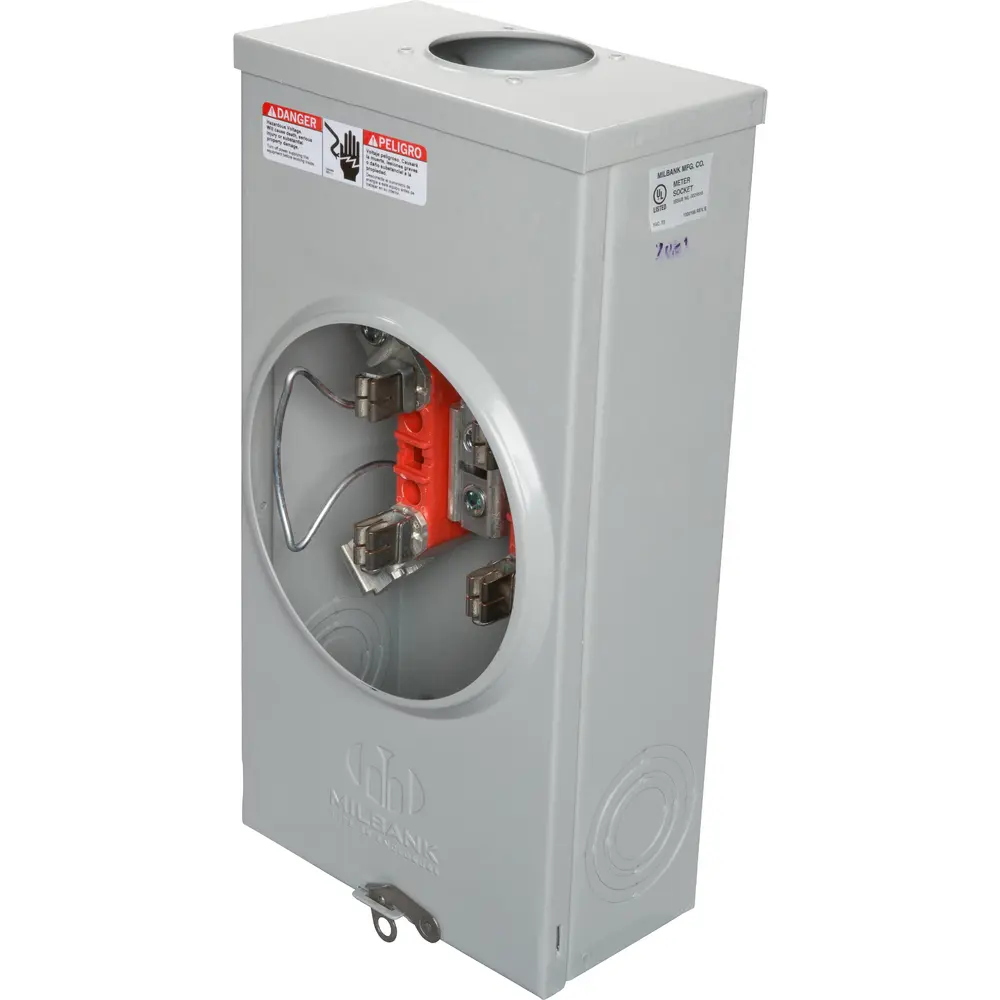 200 A 600 VAC Single-Phase 4-Jaw Ringless Meter Socket w/ Small Hub ...