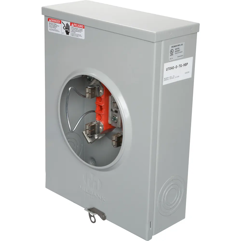 200 A 600 VAC Single-Phase 4-Jaw Plain Top Ringless Meter Socket ...