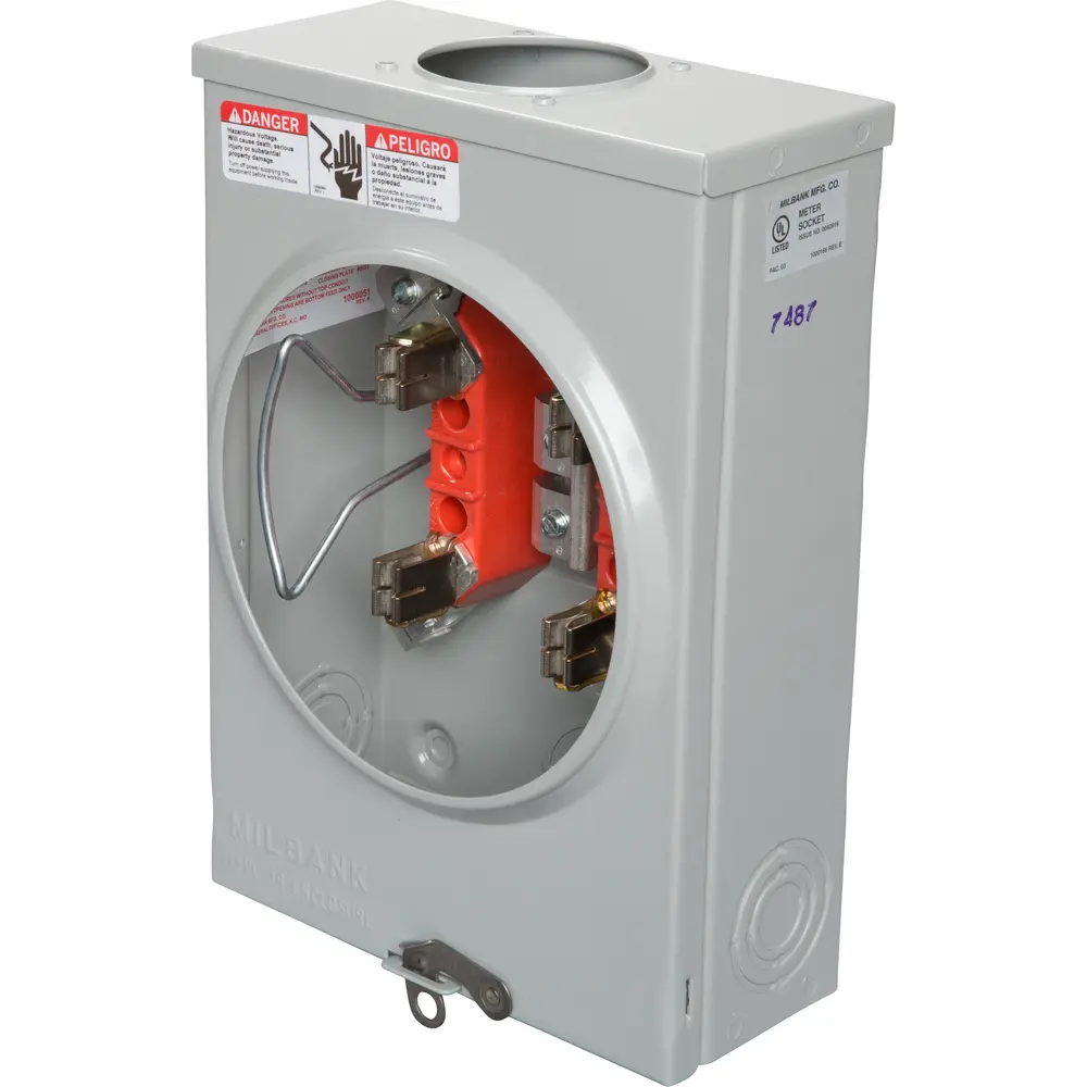 125 A 600 VAC Single-Phase 4-Jaw Ringless Meter Socket w/ Small Hub ...