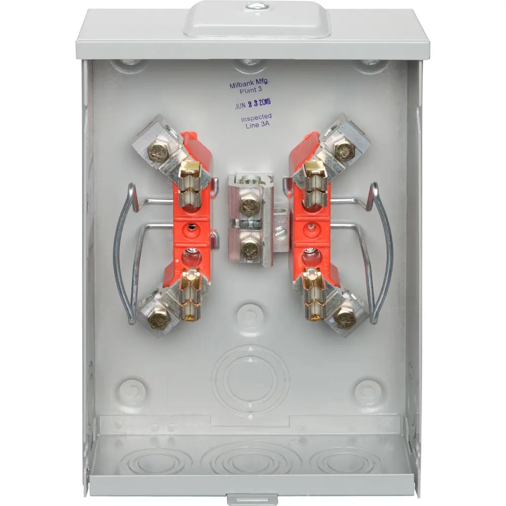 125 A 600 VAC Single-Phase 4-Jaw Ringless Meter Socket w/ Small Closing ...