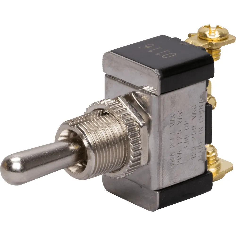 20 A 125 VAC Toggle Bat Handle Switch, On/Off/On, SPDT, Screw Terminal