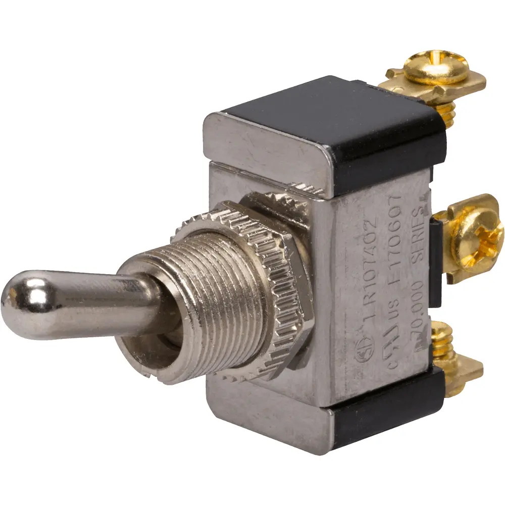 20 A 125 VAC Toggle Bat Handle Switch, On/On, SPDT, Screw Terminal