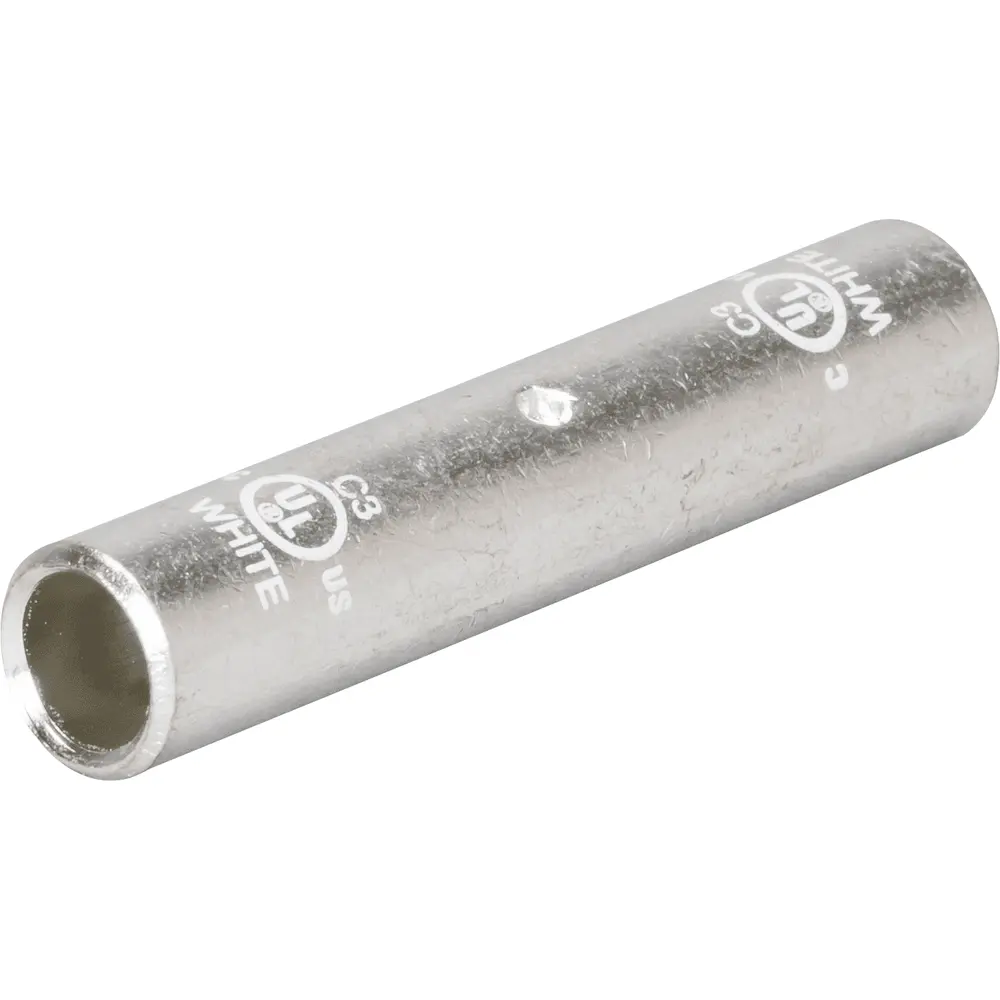 3 AWG Copper Long Barrel Splice, White