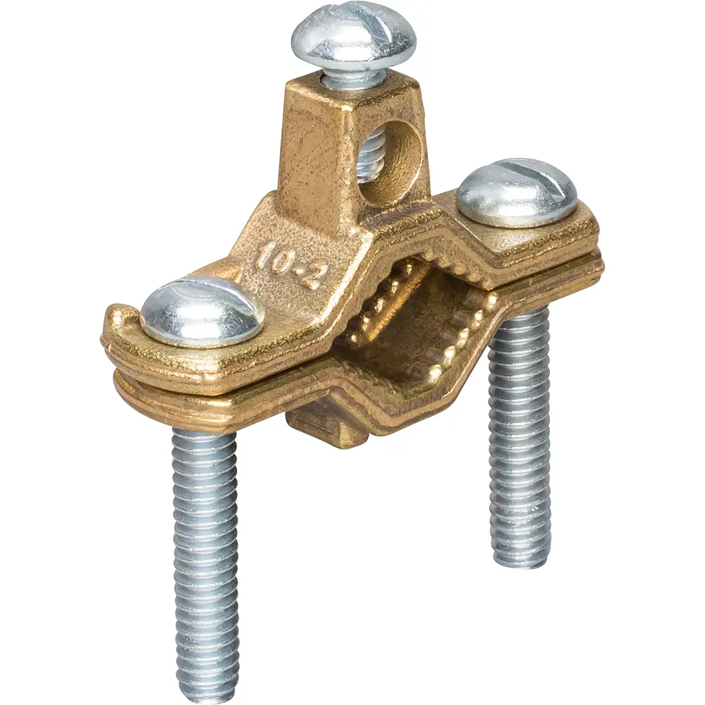 Bronze Ground Clamp for Water Pipe, 1/2" - 1" Pipe, Steel Screws
