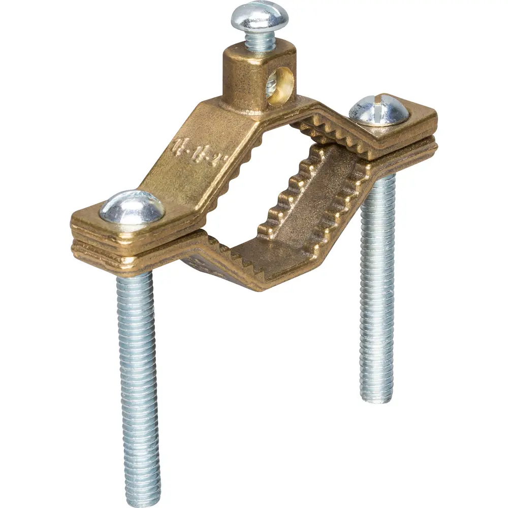 Bronze Ground Clamp for Water Pipe, 1-1/4" - 2" Pipe, Steel Screws