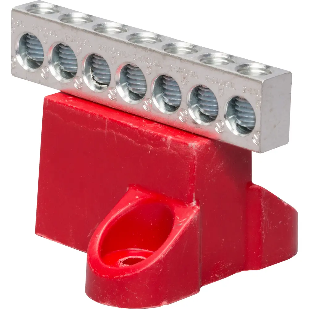 7 Circuit Aluminum Isolated Ground Bar, 14 - 2 AWG