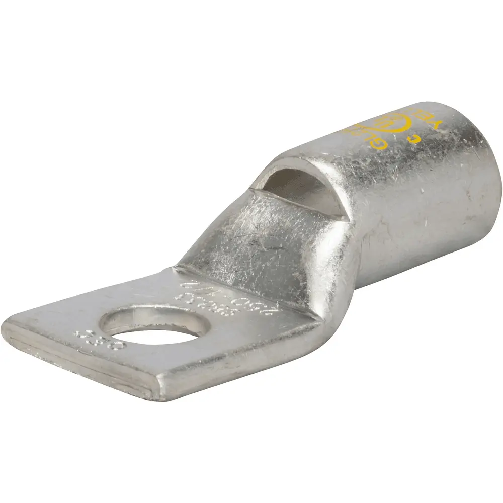 250 MCM Single-Hole Copper Short Lug, 1/2" Mount, Yellow