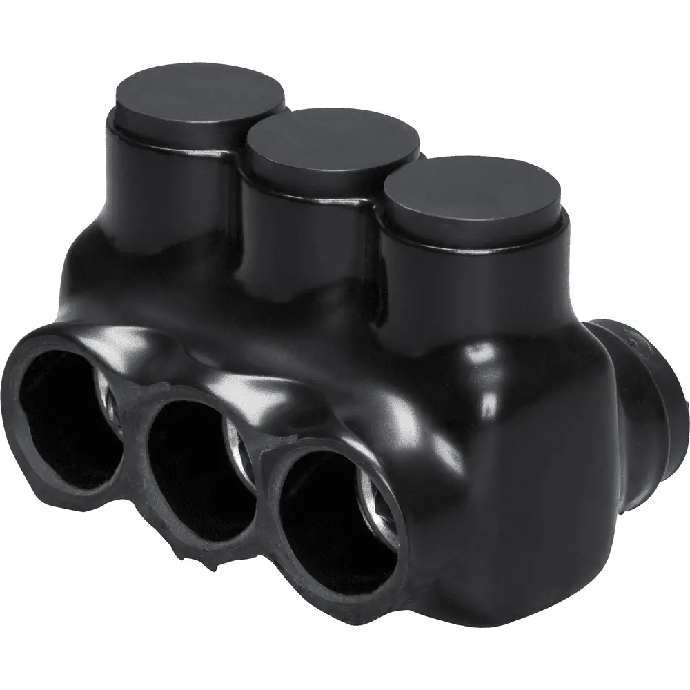 Polaris 3-Port Black Multi-Tap Pre-Insulated Connector, 6 AWG to 3/0