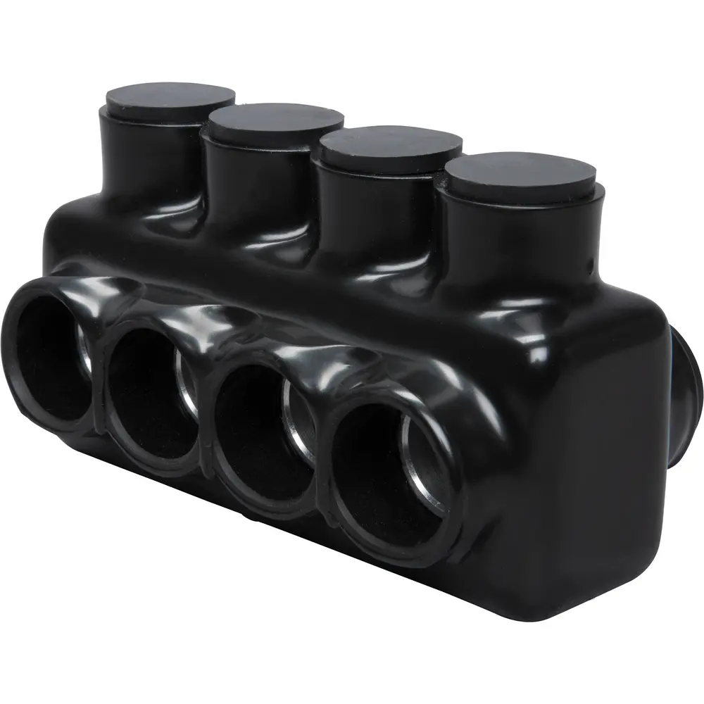 Polaris 4-Port Black Multi-Tap Pre-Insulated Connector, 6 AWG to 600 MCM