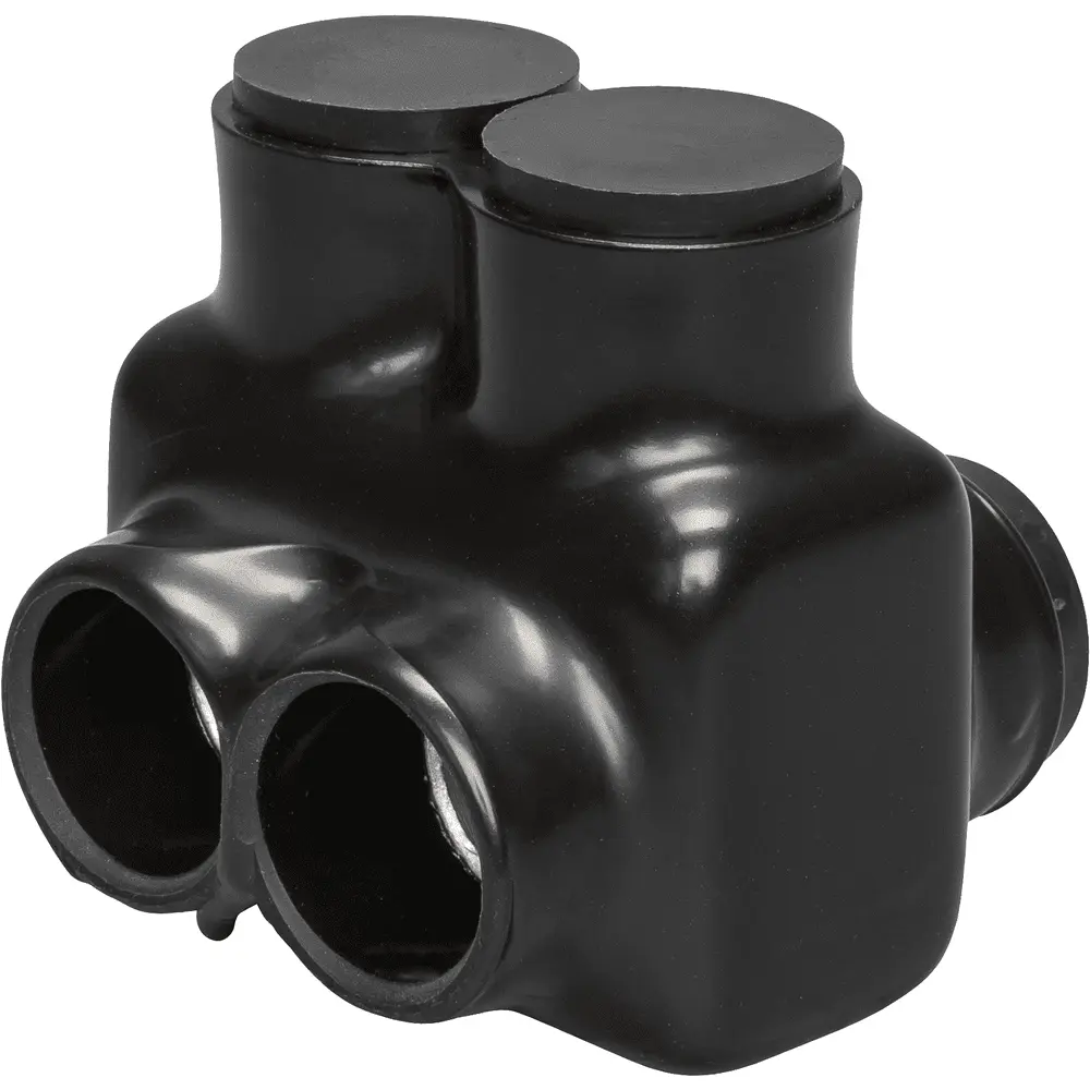 Polaris 2-Port Black Multi-Tap Pre-Insulated Connector, 4 AWG to 500 MCM