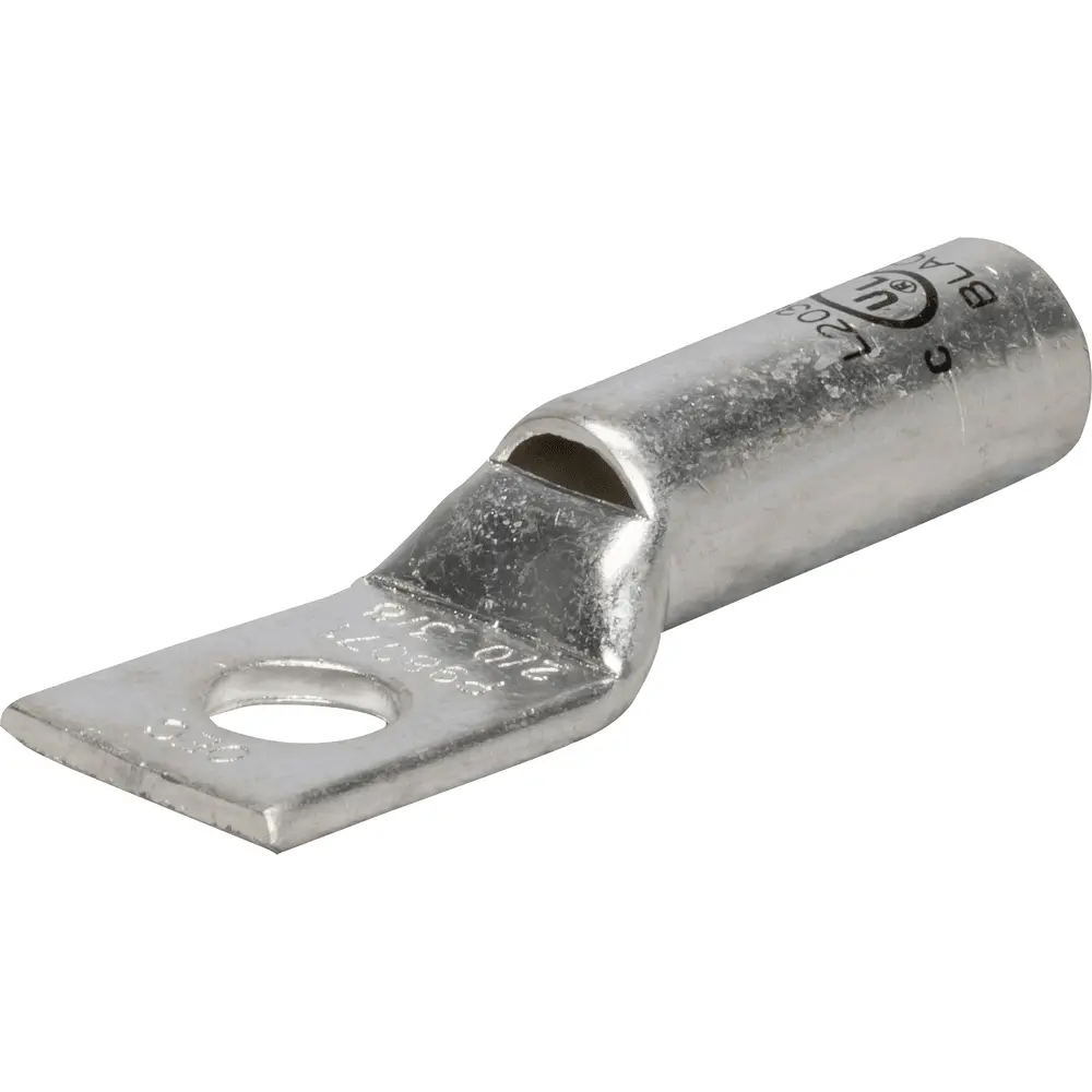 3/8" 1-Hole Copper Compression Long Lug w/ Peep Hole, 2/0, Black