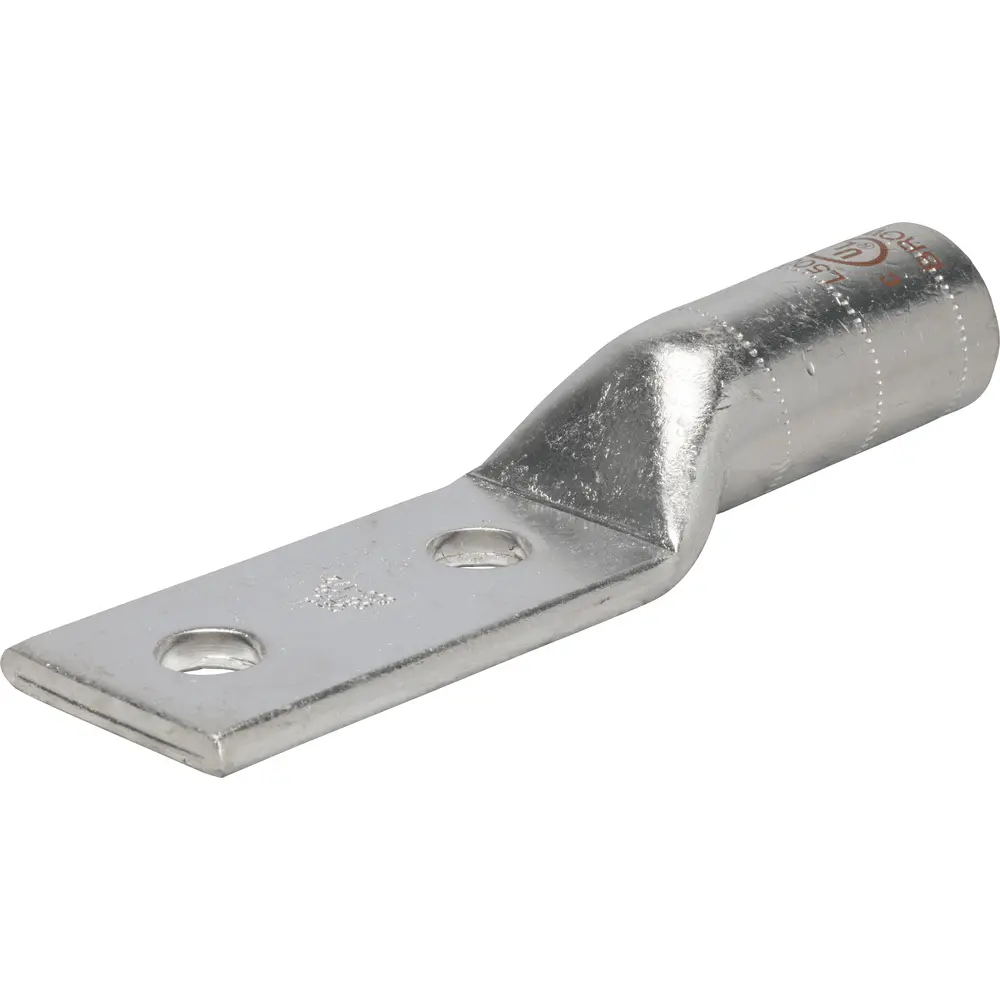 2-Hole Copper Compression Long Lug, Brown, 500 MCM, 1/2" Mount