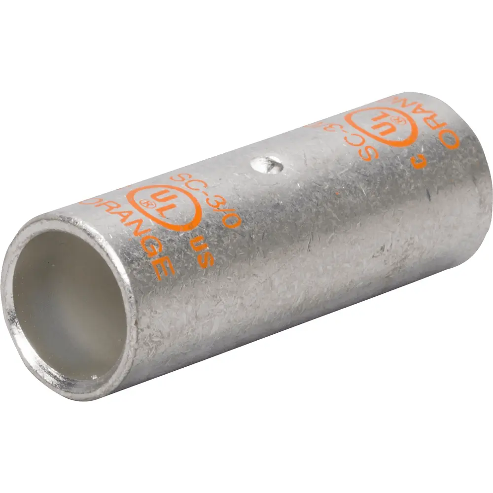 3/0 Copper Short Barrel Splice, Orange