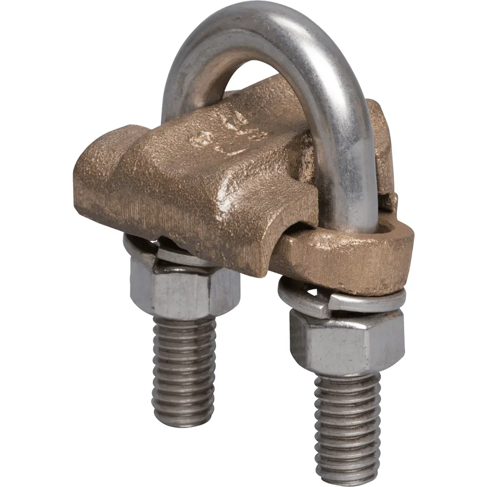 Bronze U-Bolt Clamp, 3/8" IPS Pipe or 5/8" - 3/4" Rod, 8 AWG - 4 AWG