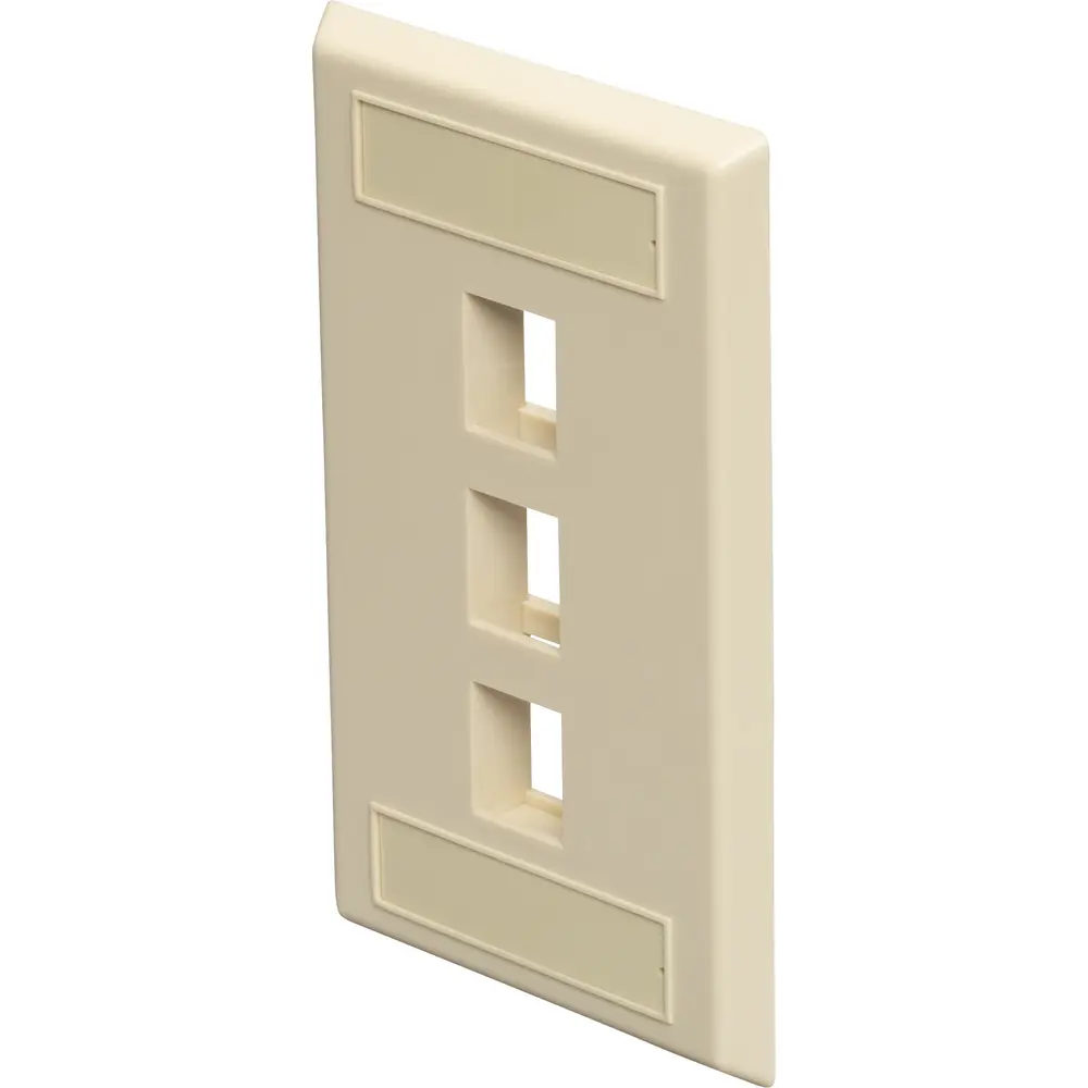 Single-Gang Keystone Faceplate, 3 Port, Electrical Ivory