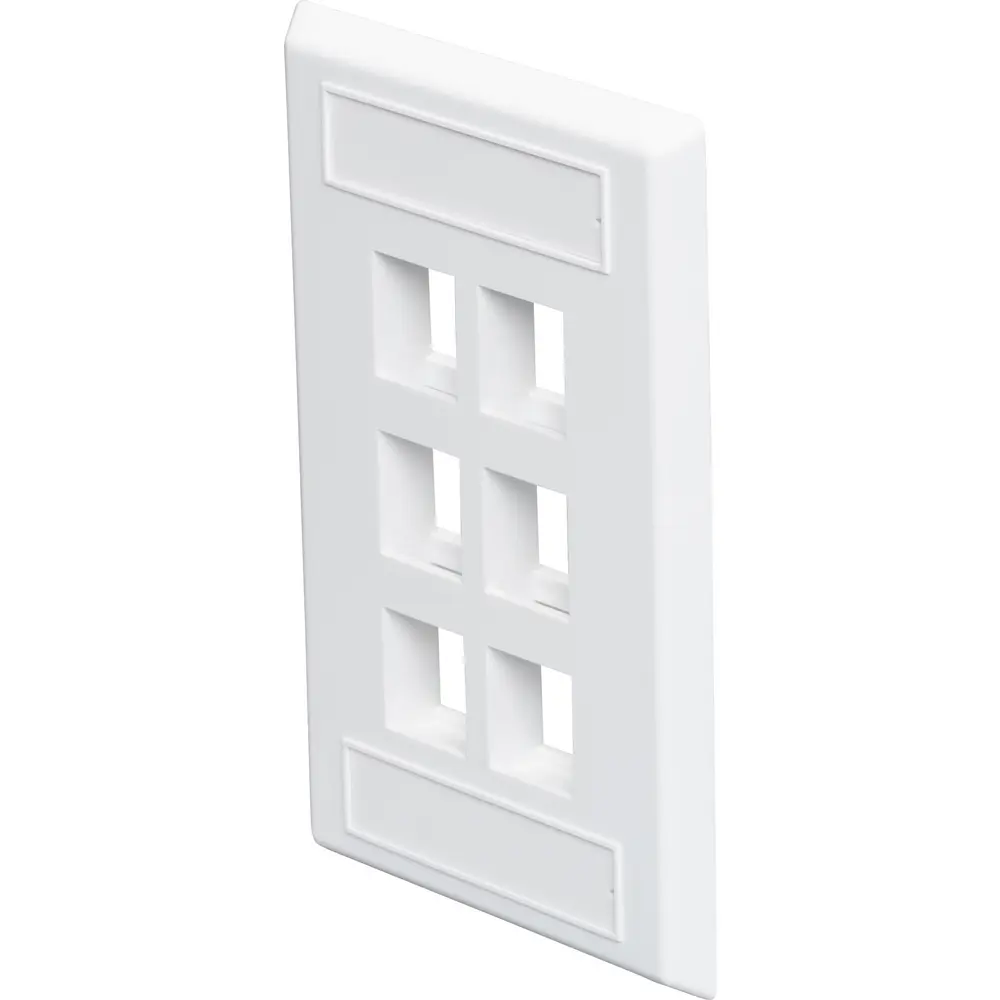 Single-Gang Keystone Faceplate, 6 Port, Cloud White