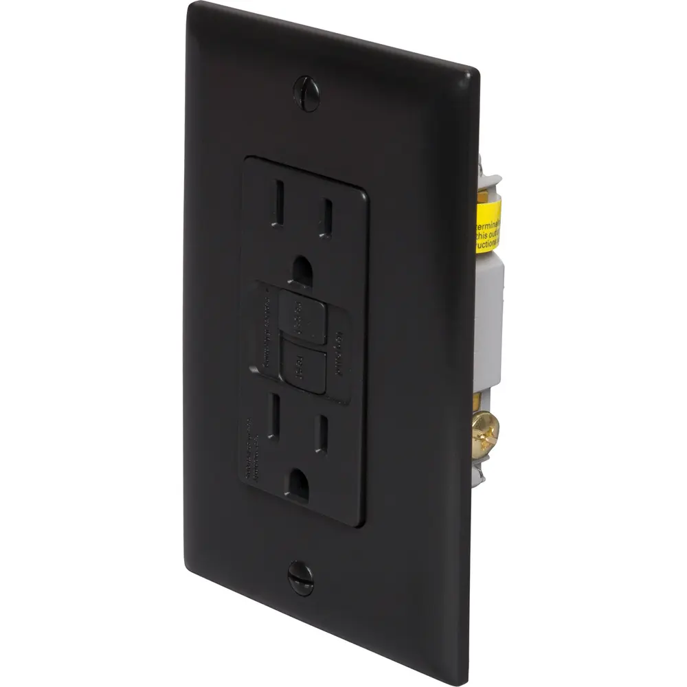 15A 125V Radiant® Self-Test GFCI Receptacle w/ SafeLock® Protection, Black