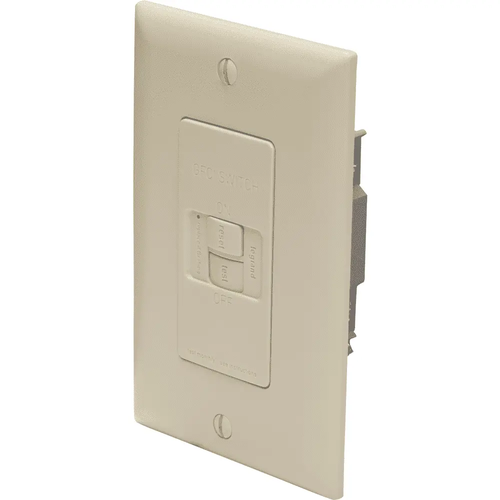 20A 125V Radiant® Dead Front Duplex Self-Test GFCI w/ SafeLock®, Ivory