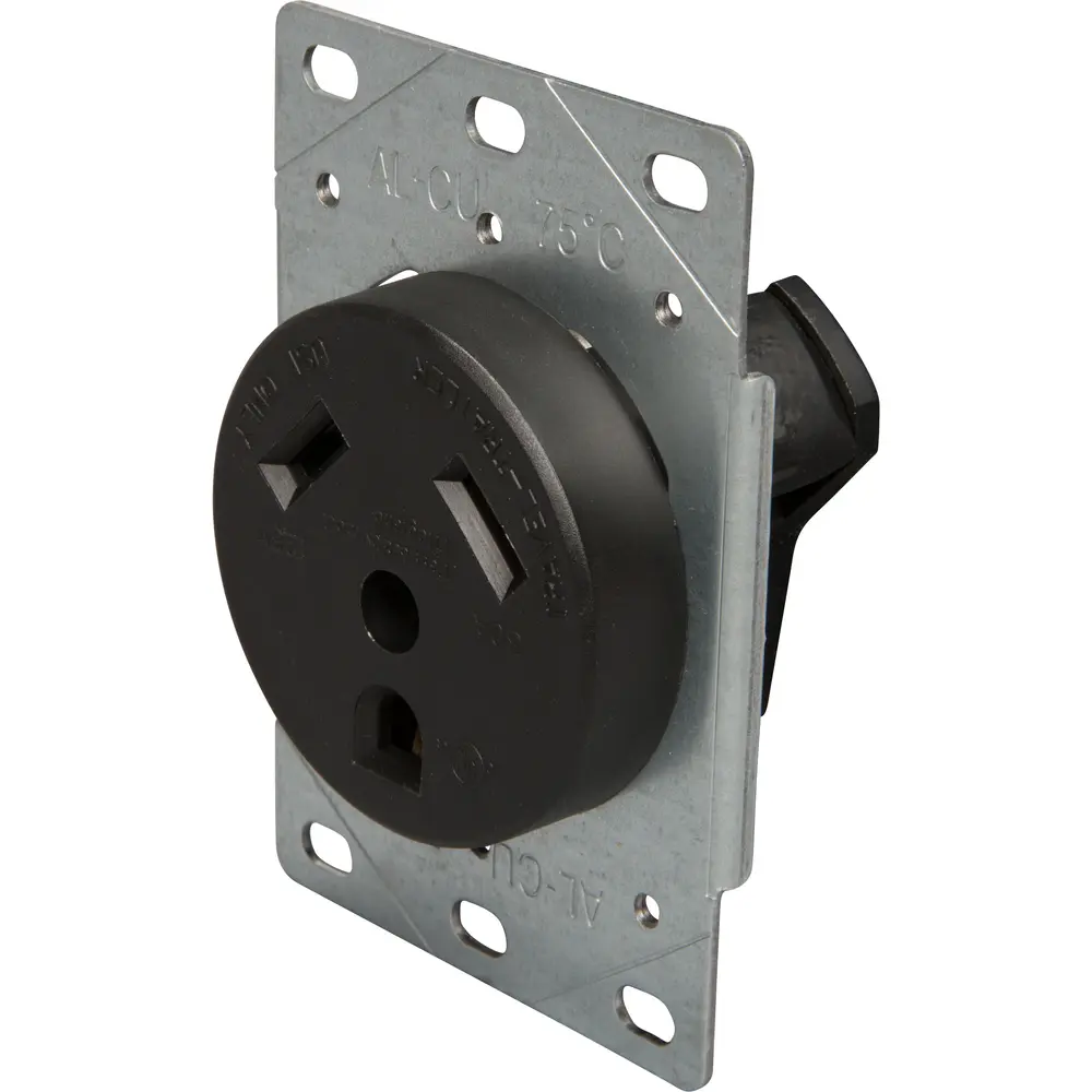 30 A 125 VAC Straight Blade Single Flush Receptacle, TT-30R, Black