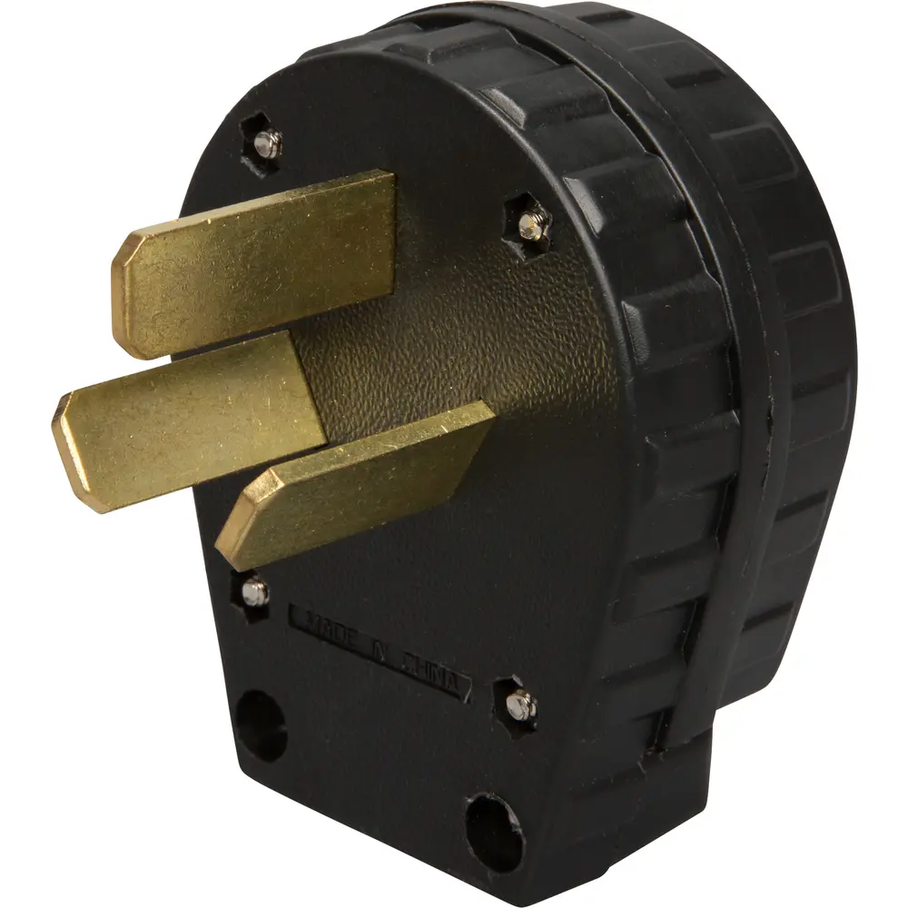 30/50A Angled Plug, 3-Pole, 3-Wire, 125/250 VAC, Black