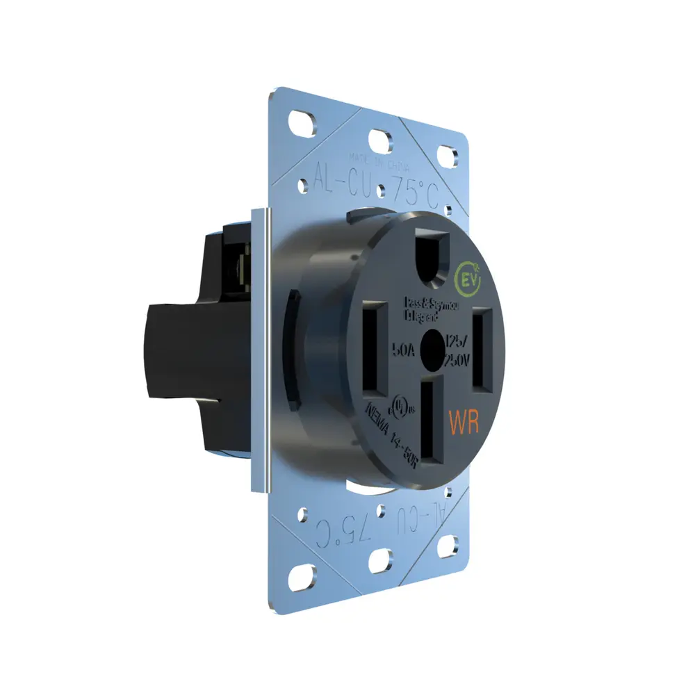 50 A 125/250 VAC Weather-Resistant Electrical Outlet for EV Chargers ...