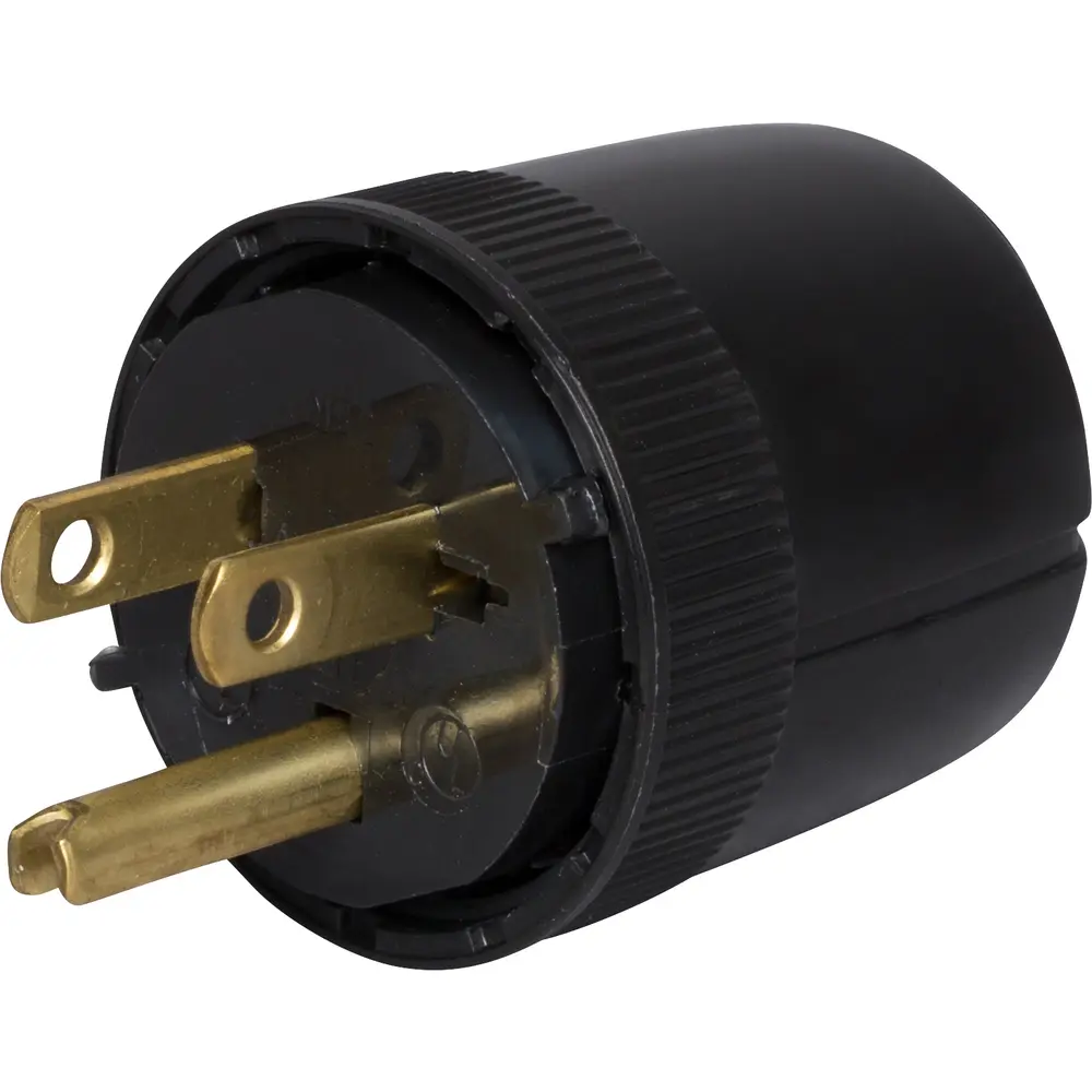 15A Medium-Duty Dead Front Plug, 2-Pole, 3-Wire, 125 VAC, Black