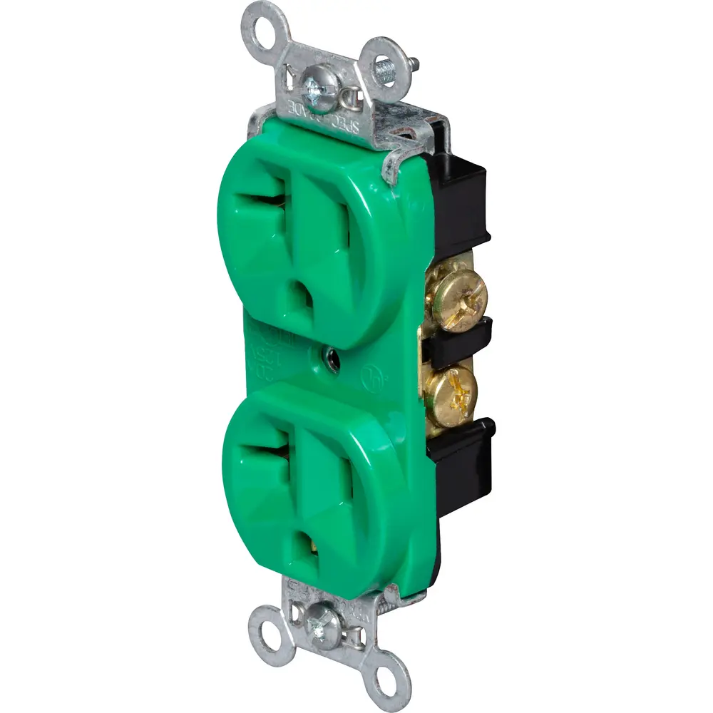 20A 125V NEMA 5-20R Hard Use Spec-Grade Duplex Receptacle, Green