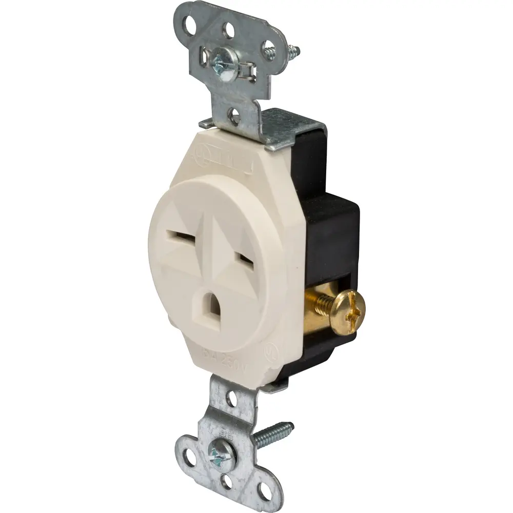 15A Heavy Duty Spec-Grade Single Receptacle, 125 VAC, Back & Side Wire ...