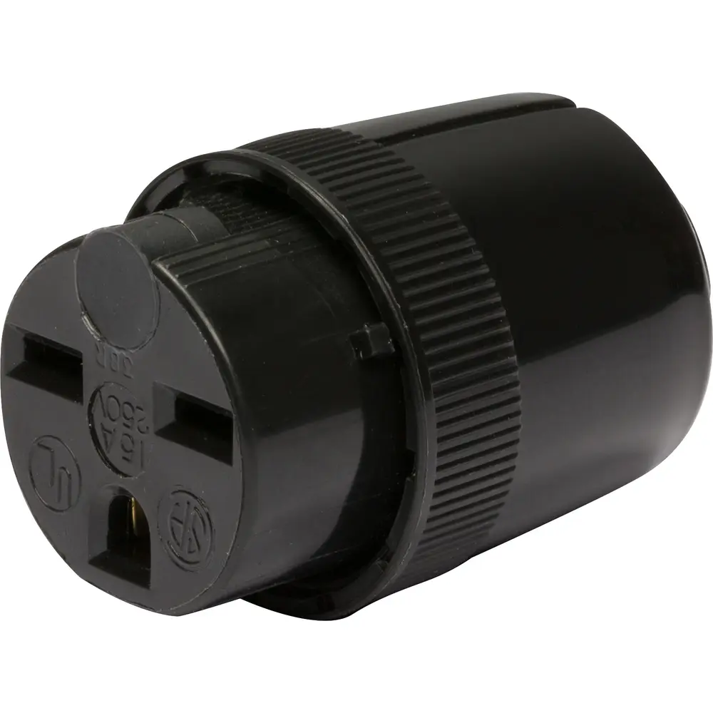 15A Medium-Duty Dead Front Connector, 2-Pole, 3-Wire, 250 VAC, Black