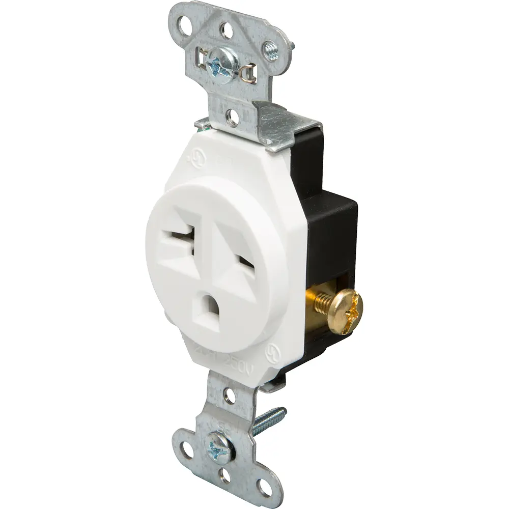 20 A 250 VAC NEMA 6-20R Heavy Duty Spec-Grade Single Receptacle, White