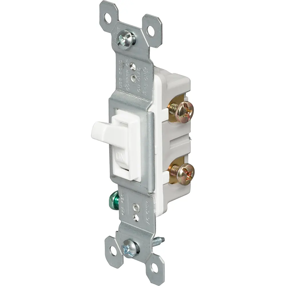 15 A 120 VAC Trademaster® Grounding Toggle Switch, Single-Pole, White