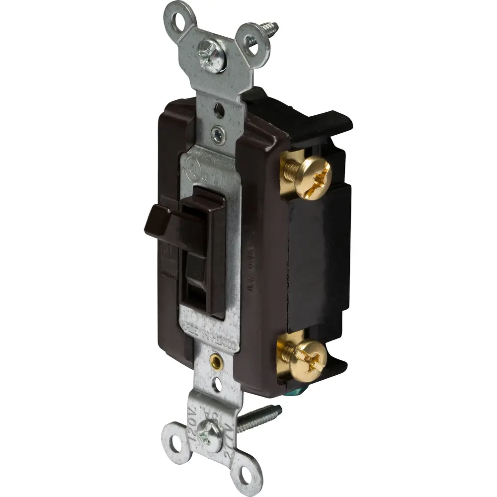 15A 120V Trademaster® Grounding Toggle Switch, 4-Way, Brown